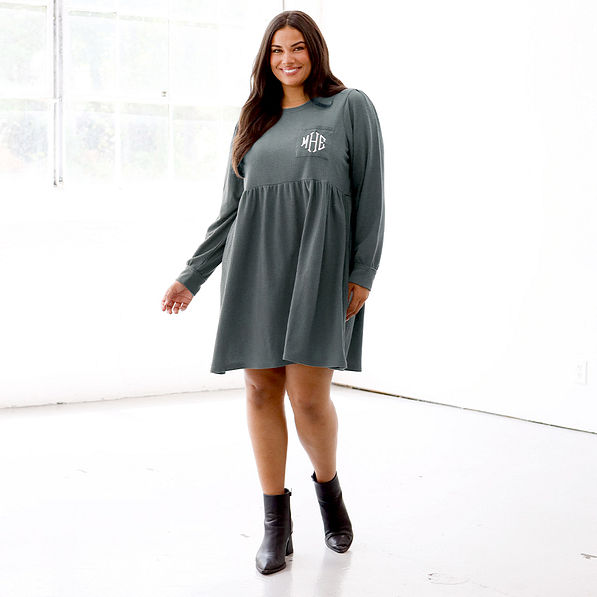 Personalized Waffle Puff Sleeve Dress | Marleylilly