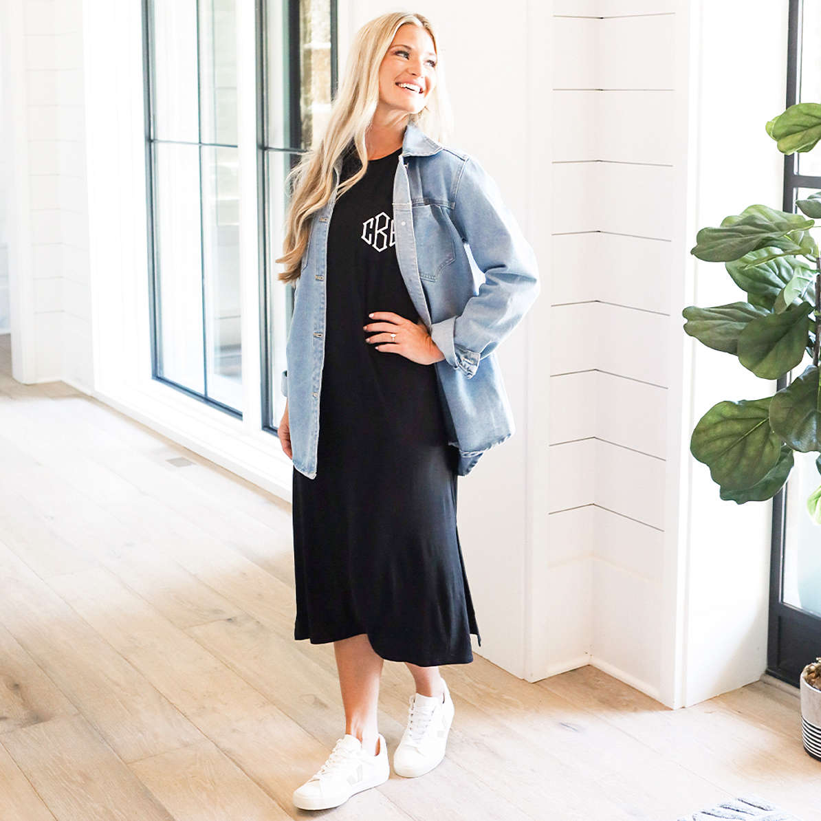Personalized Long Sleeve Midi Dress | Marleylilly