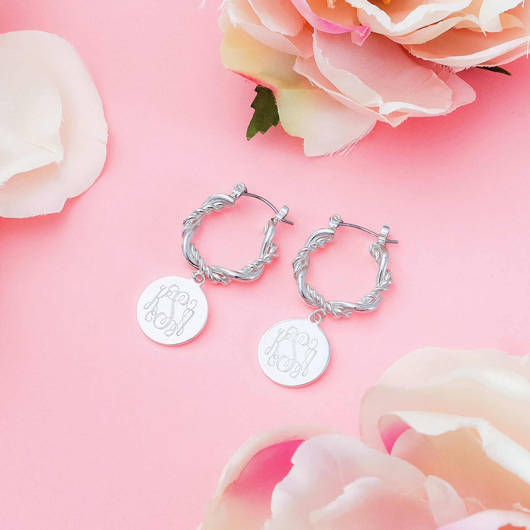 Personalized Cable Hoop Earrings | Marleylilly