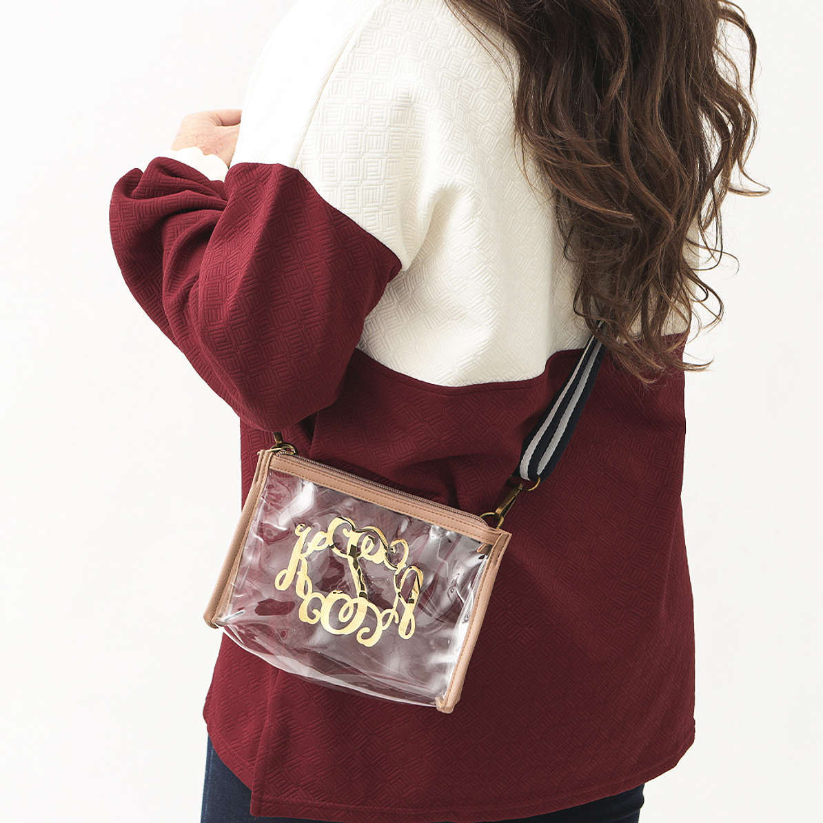 Personalized Clear Pouch with Statement Crossbody Strap | Marleylilly