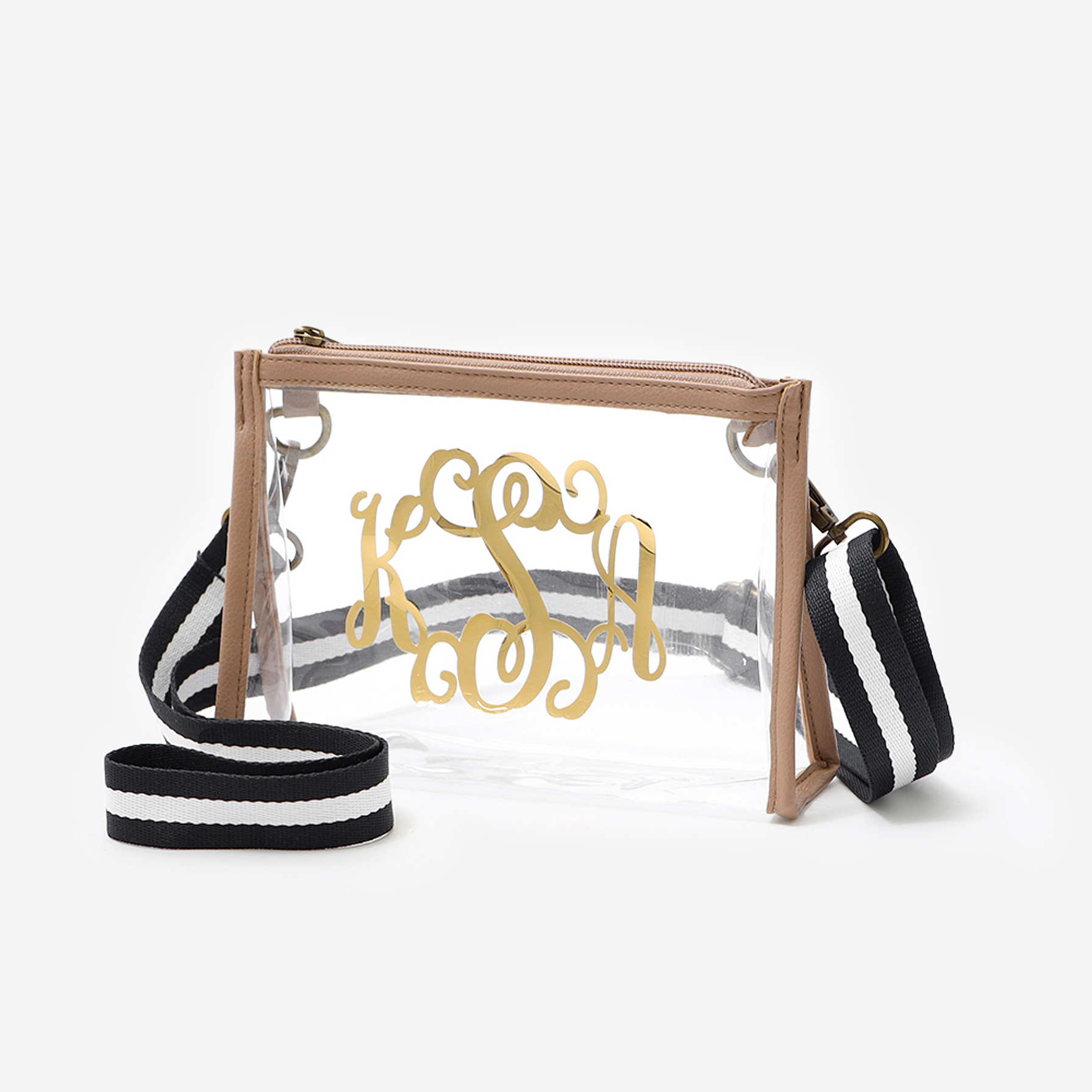 Personalized Clear Pouch with Statement Crossbody Strap | Marleylilly