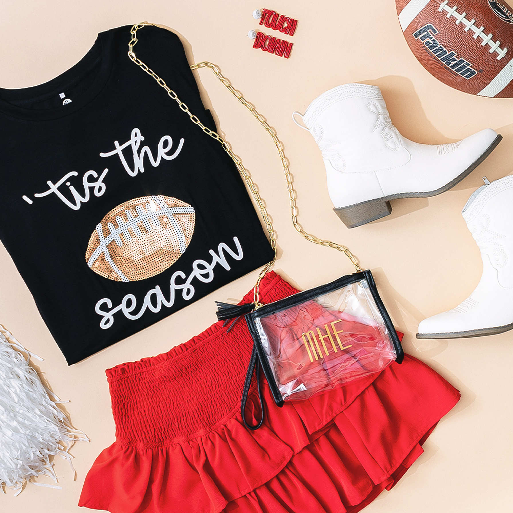 Personalized Clear Stadium Bag with Chain Crossbody Strap | Marleylilly