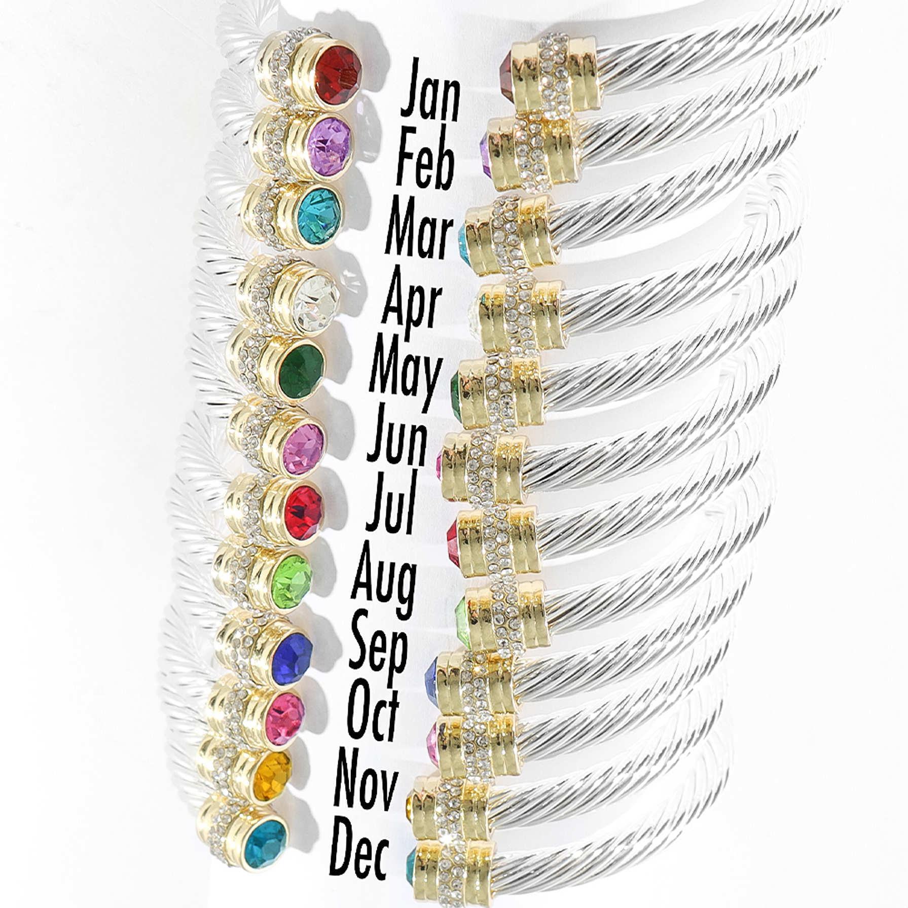 Personalized Birthstone Cable Bracelet | Marleylilly