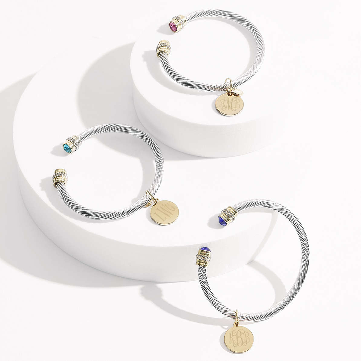 Personalized Birthstone Cable Bracelet | Marleylilly