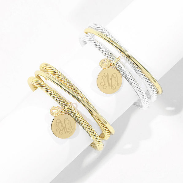 Monogrammed Cable Bracelet Set | Marleylilly