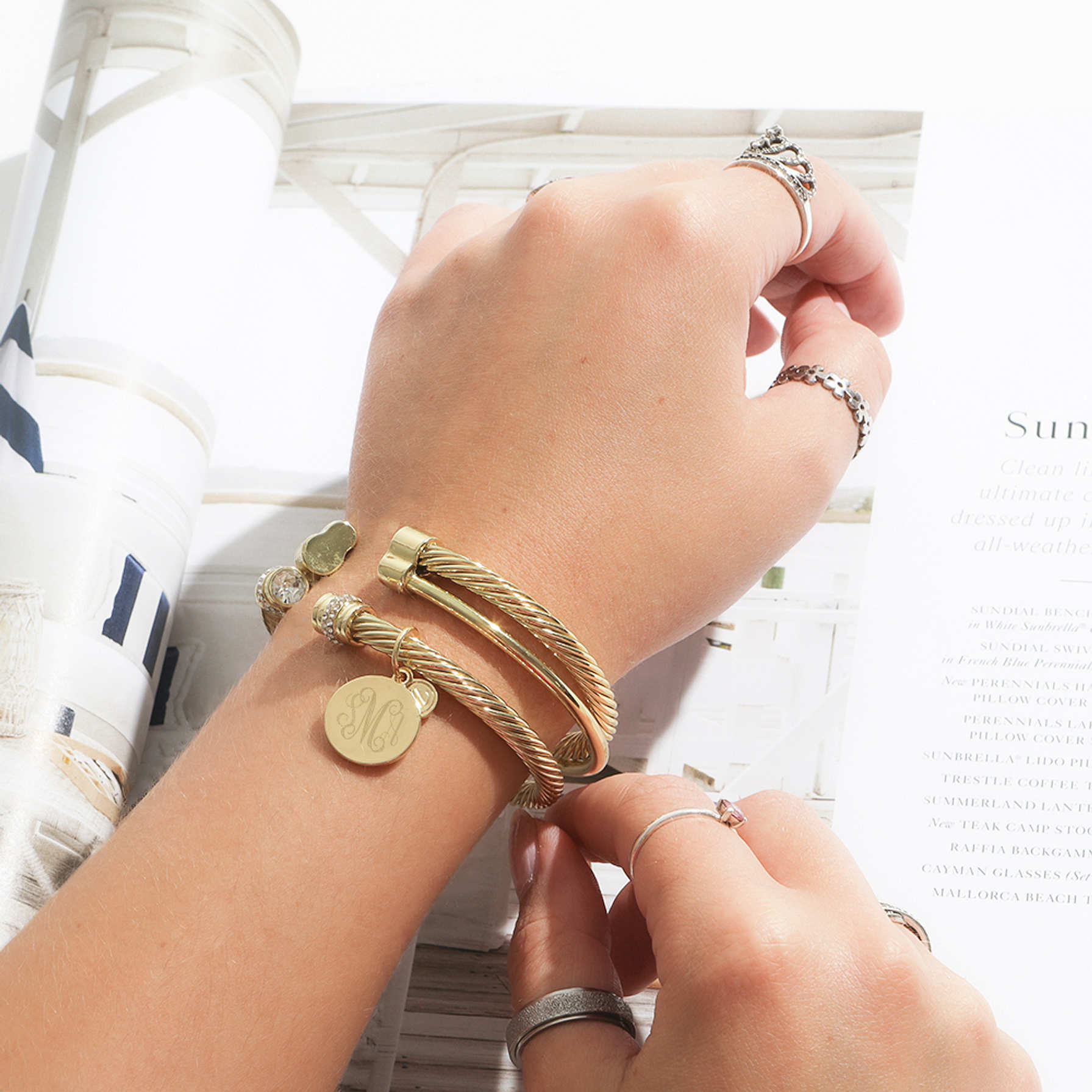 Monogrammed Cable Bracelet Set | Marleylilly