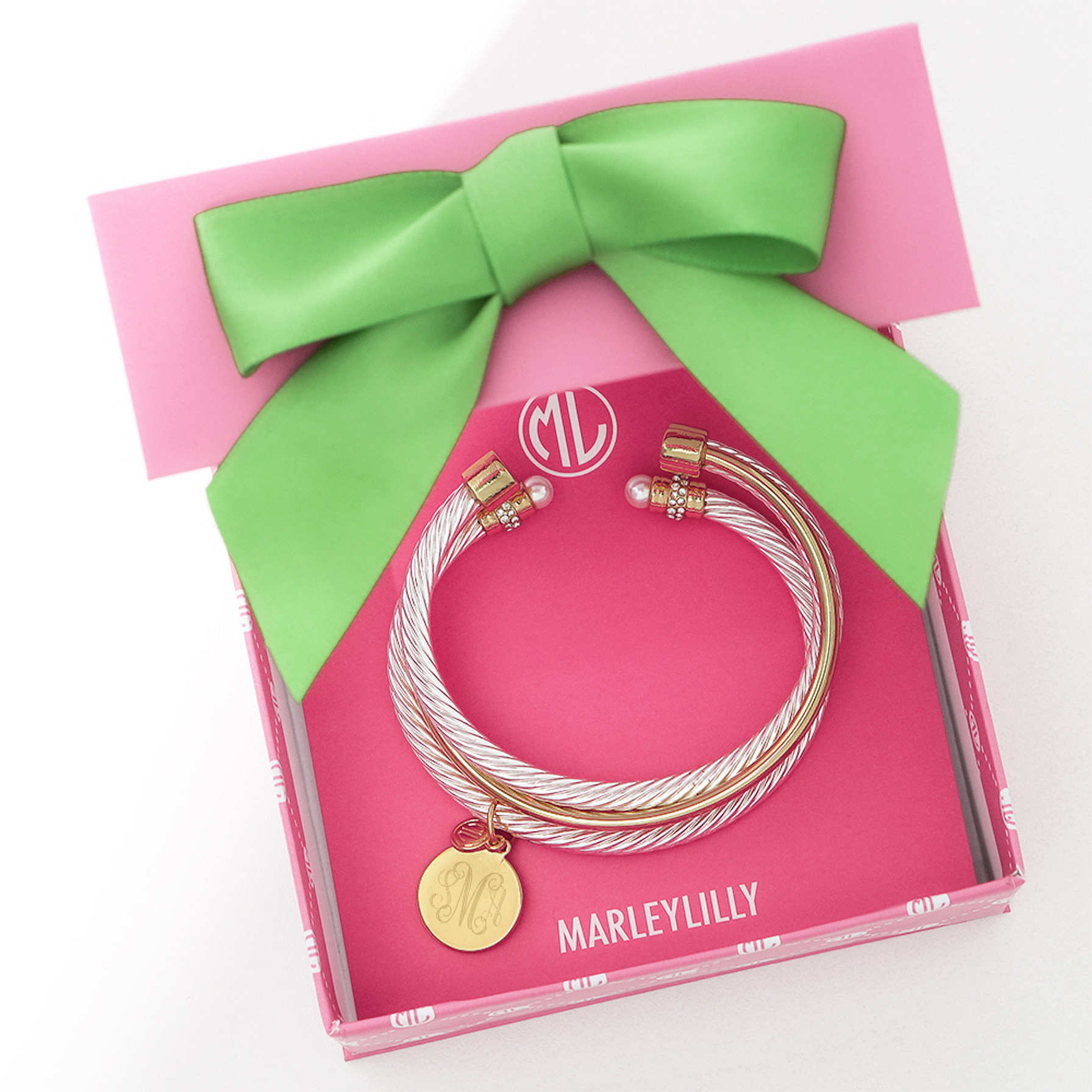 Monogrammed Cable Bracelet Set | Marleylilly