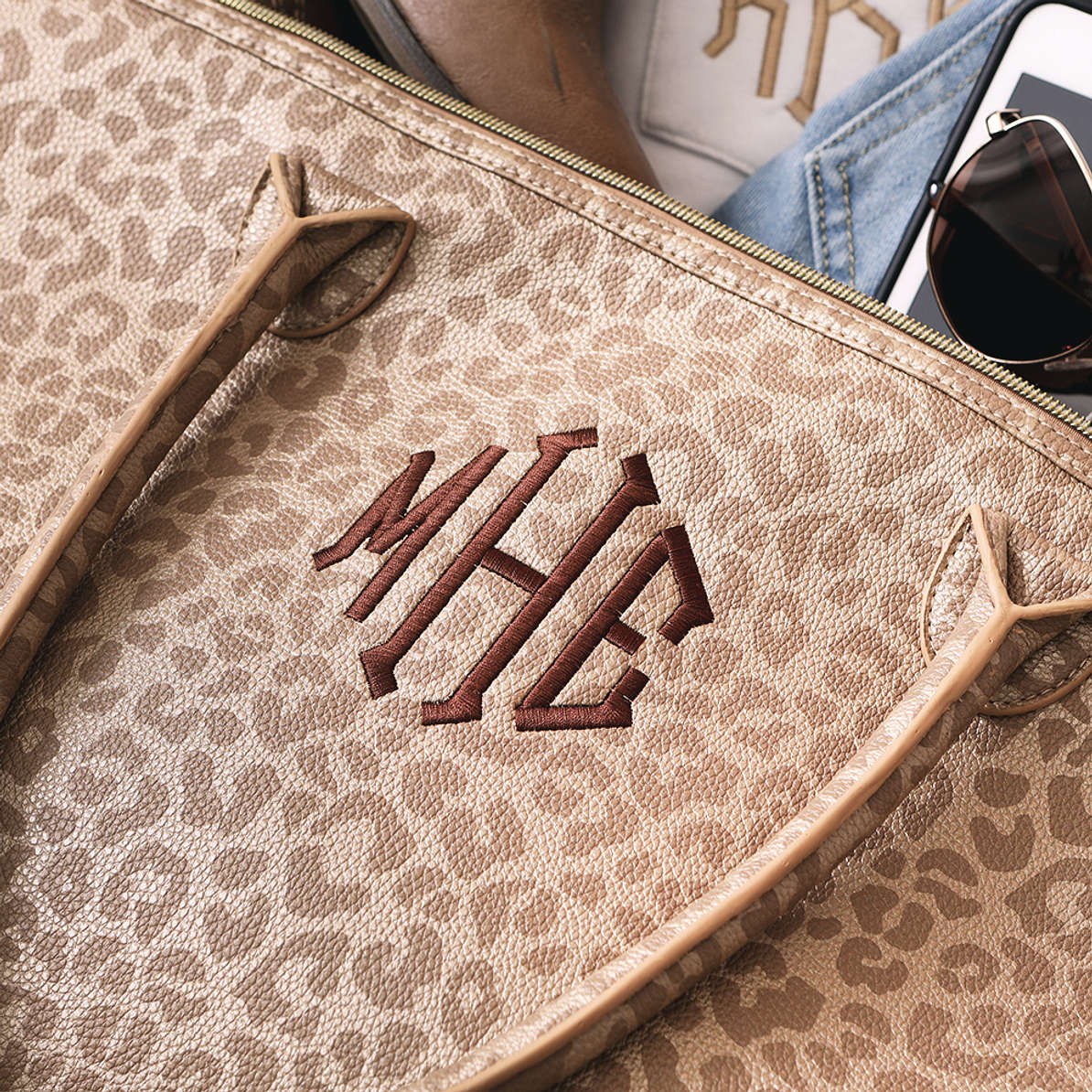 Personalized Metallic Leopard Weekender | Marleylilly