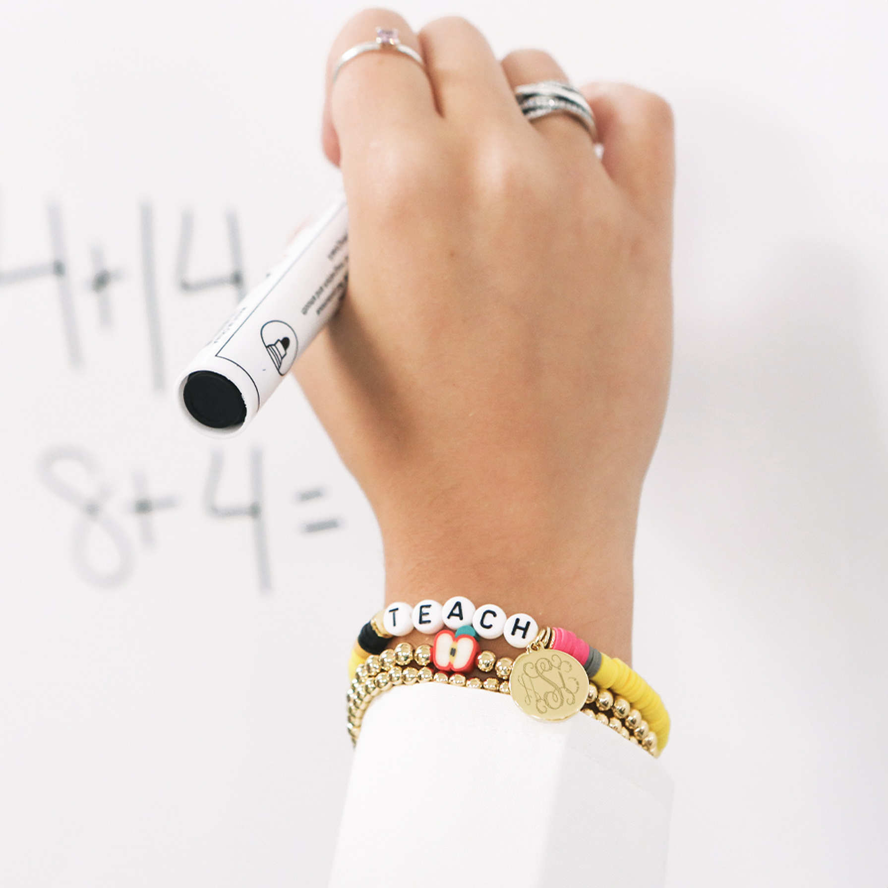 Monogrammed Teacher Bracelet Stack