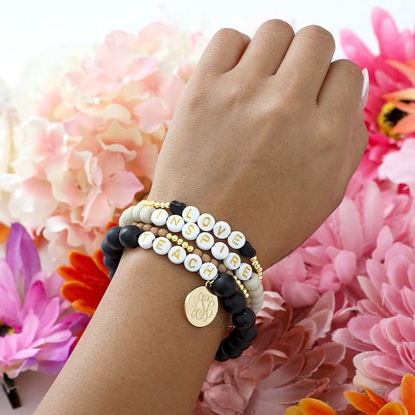 Monogrammed Teacher Bracelet Stack
