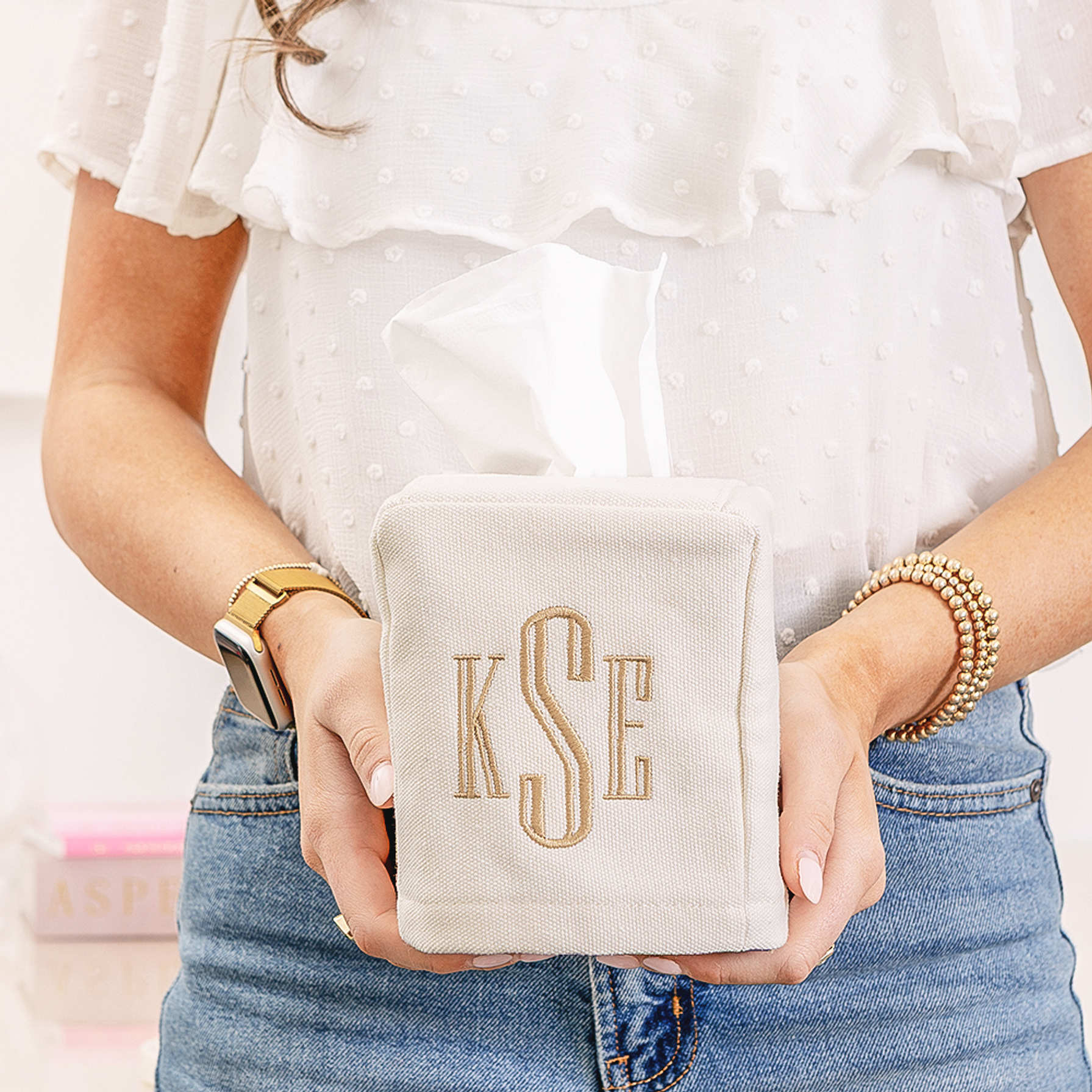 Monogrammed Tissue Box Cover | Marleylilly