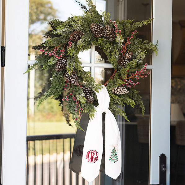 Monogrammed Christmas Tree Wreath Sash | Marleylilly