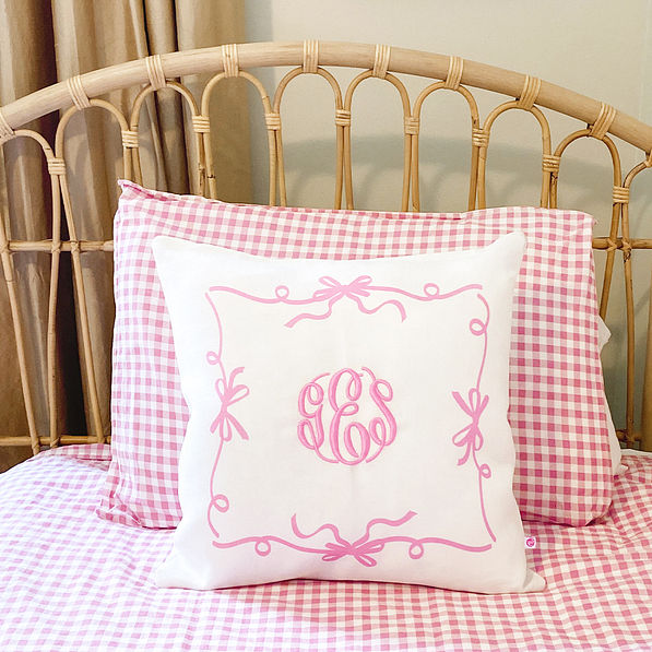 Personalized Bow Pillow Sham | Coquette-Inspired Personalized Décor ...