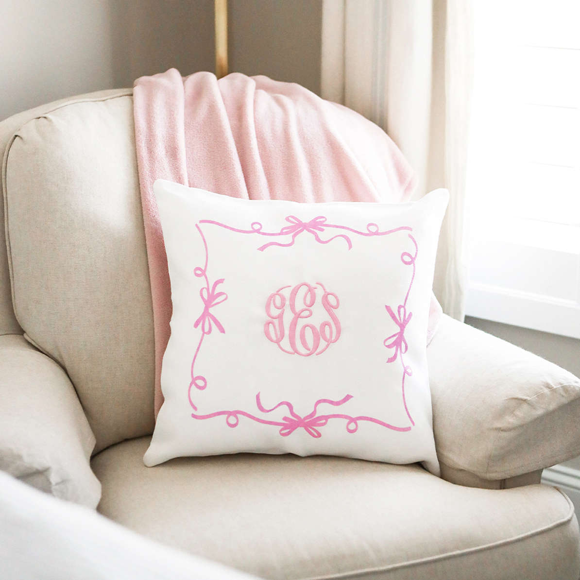 Personalized Bow Pillow Sham | Coquette-Inspired Personalized Décor ...