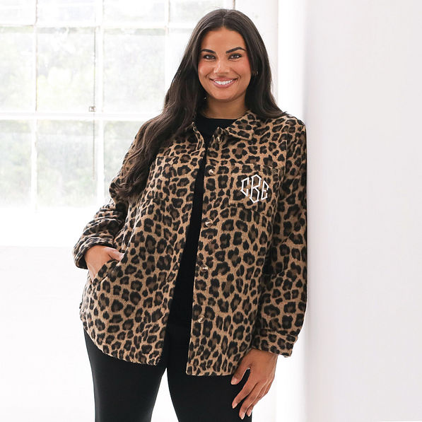 Personalized Fuzzy Shacket | Monogrammed Cozy Shirt Jacket