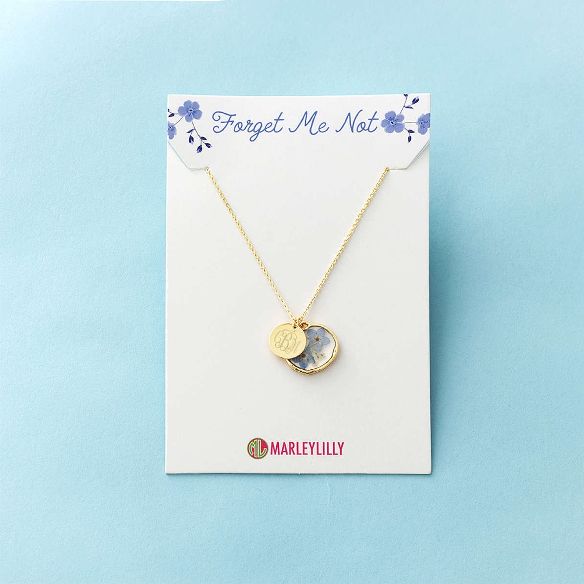 Personalized Forget Me Not Necklace | Marleylilly