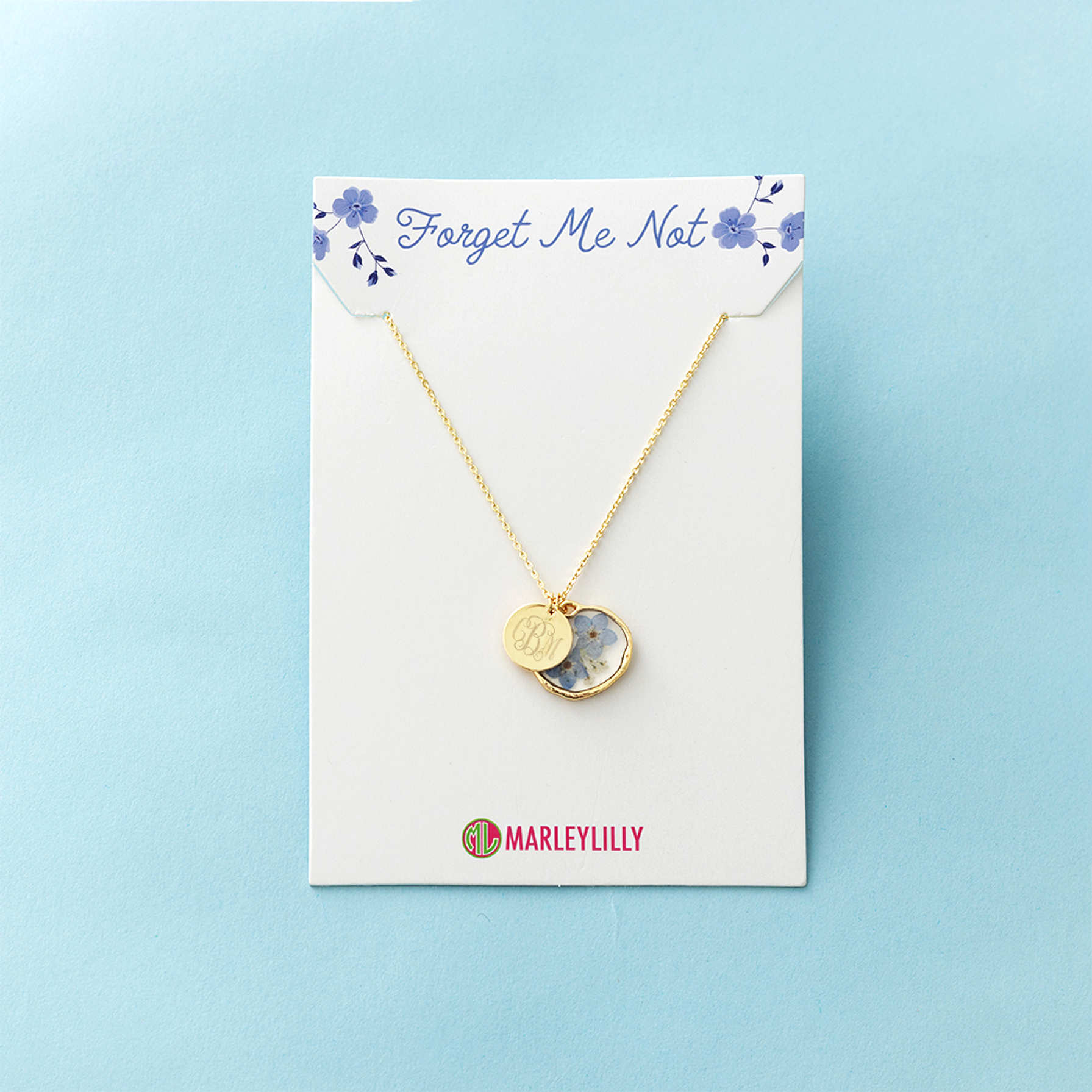 Personalized Forget Me Not Necklace | Marleylilly