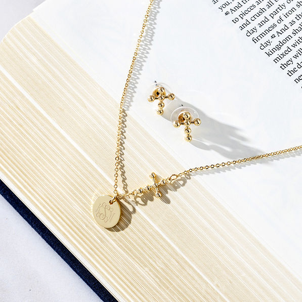 Personalized Cross Necklace Set | Marleylilly