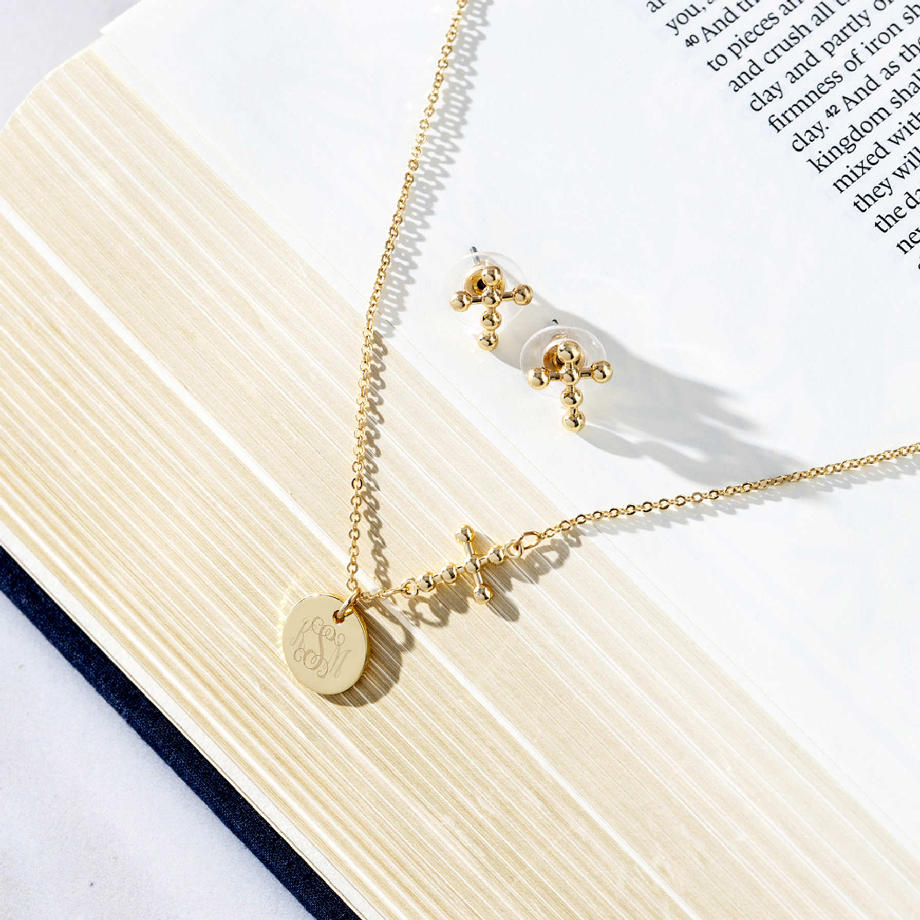 Personalized Cross Necklace Set | Marleylilly