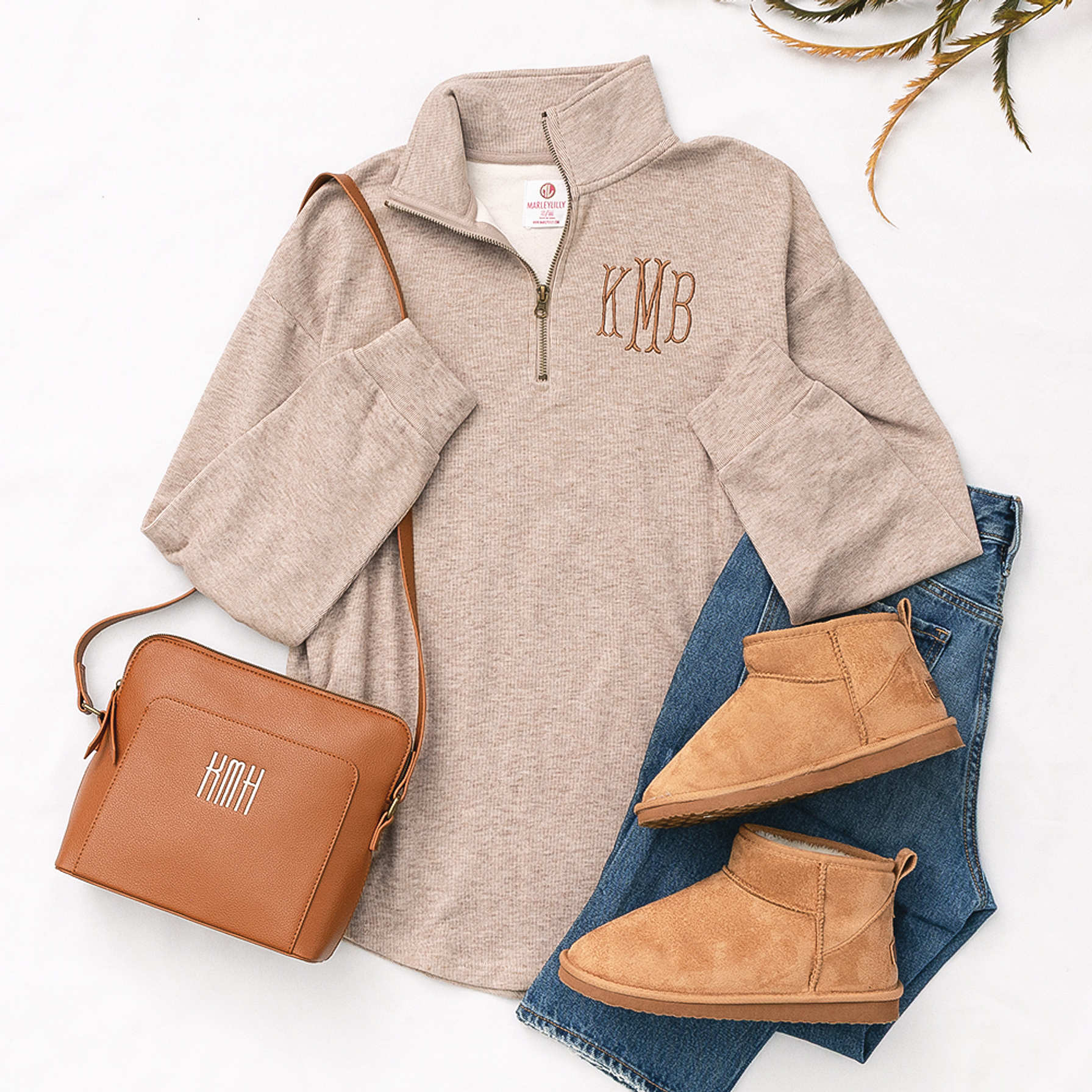 Personalized Heathered Fleece Pullover | Marleylilly