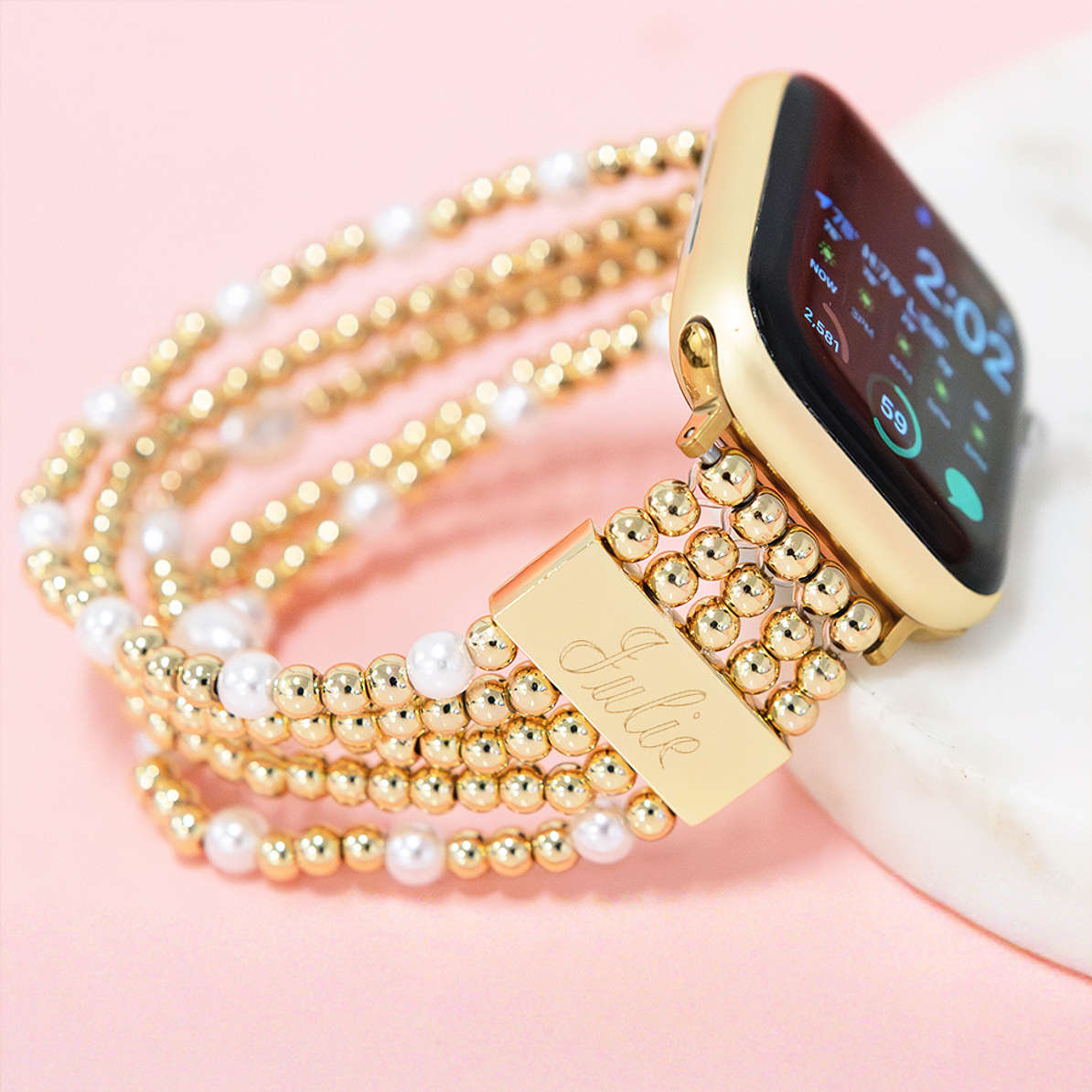 Personalized Beaded Pearl Watch Band