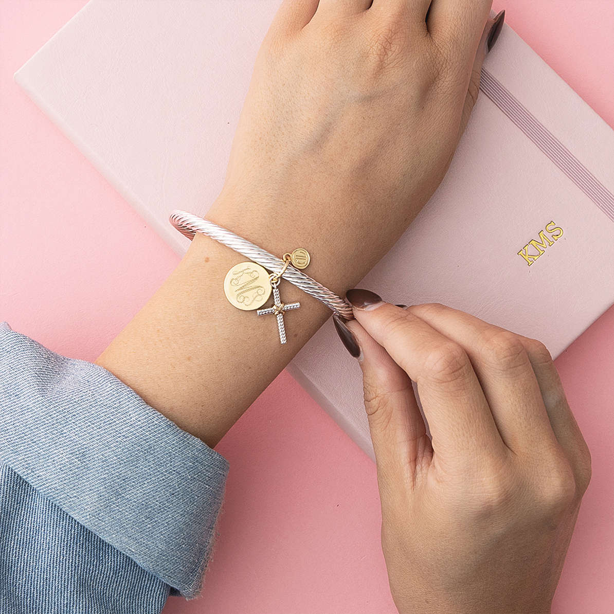 Personalized Cable Cross Bracelet | Marleylilly