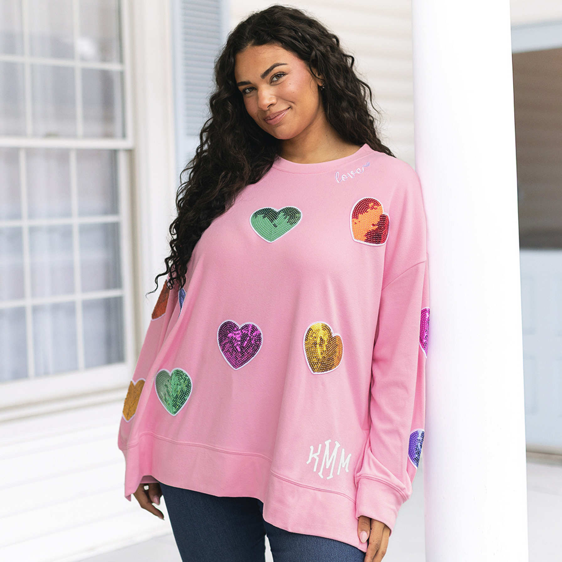 Personalized Sequin Hearts Sweatshirt | Marleylilly