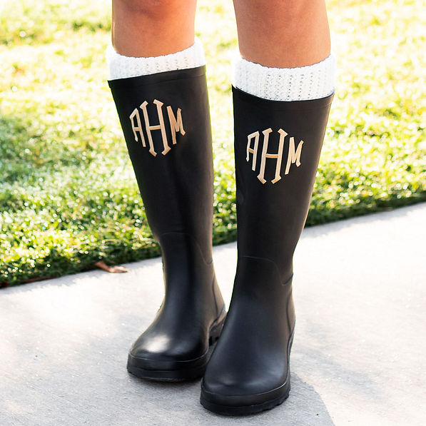 Monogrammed Tall Rubber Rain Boots - Marleylilly