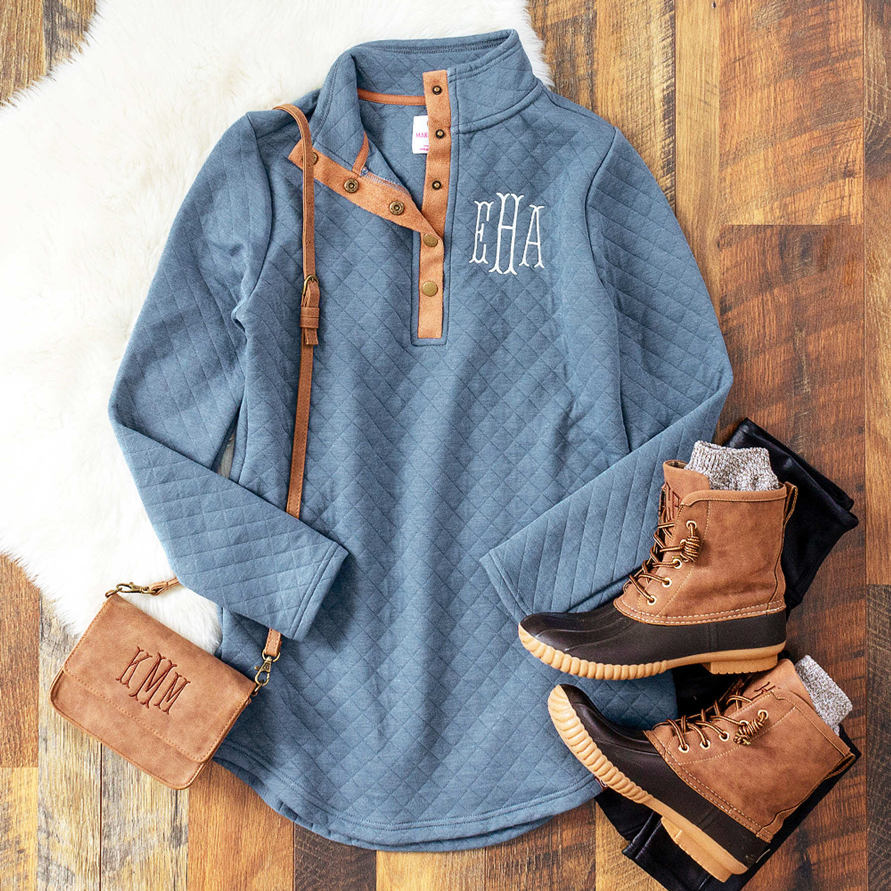 Monogrammed Pullover Quilted Tunic - Marleylilly