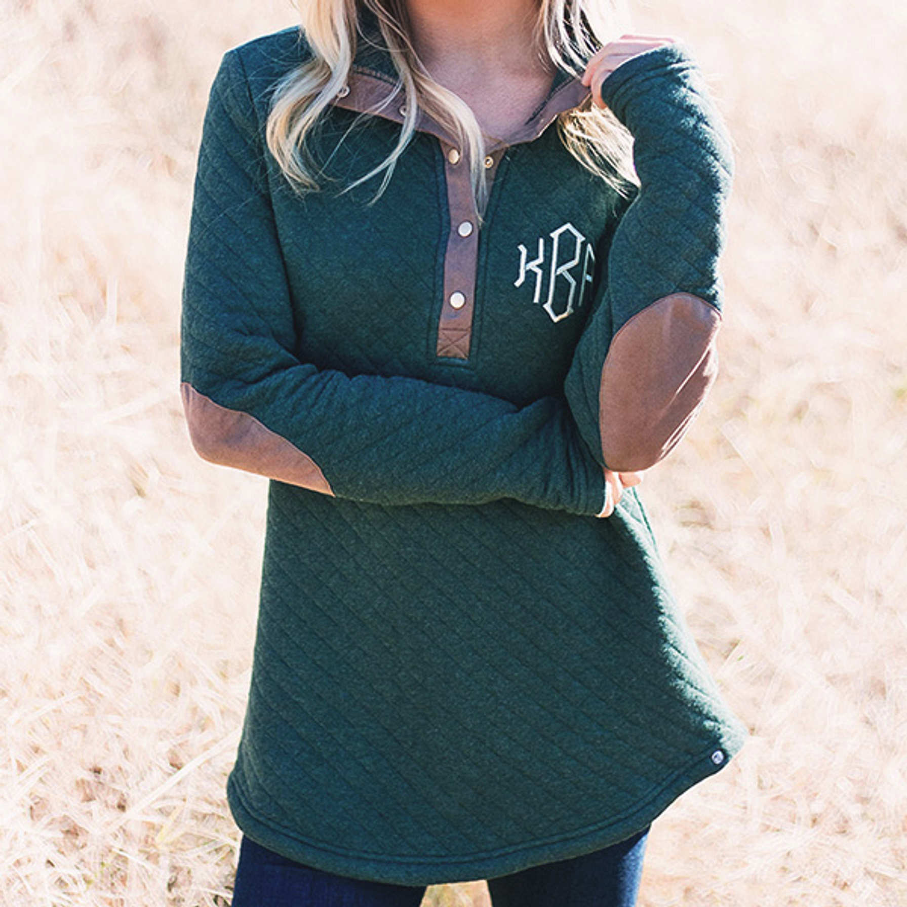 Monogrammed Pullover Quilted Tunic - Marleylilly