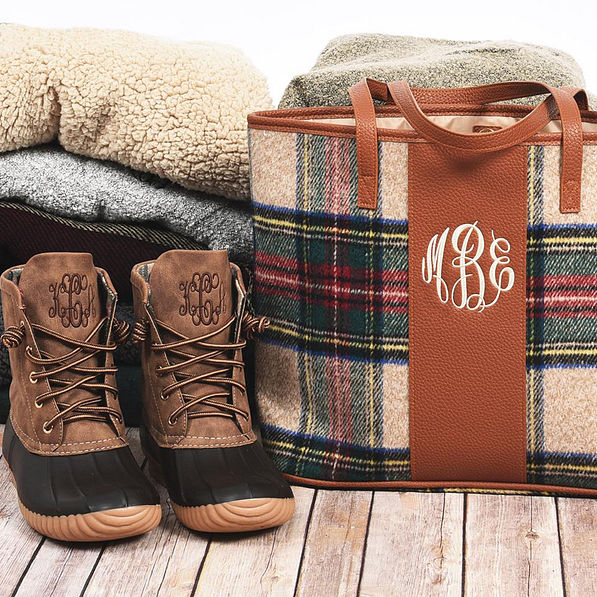 Monogrammed Plaid Tote Bag - Shop Custom Plaid Bags | Marleylilly