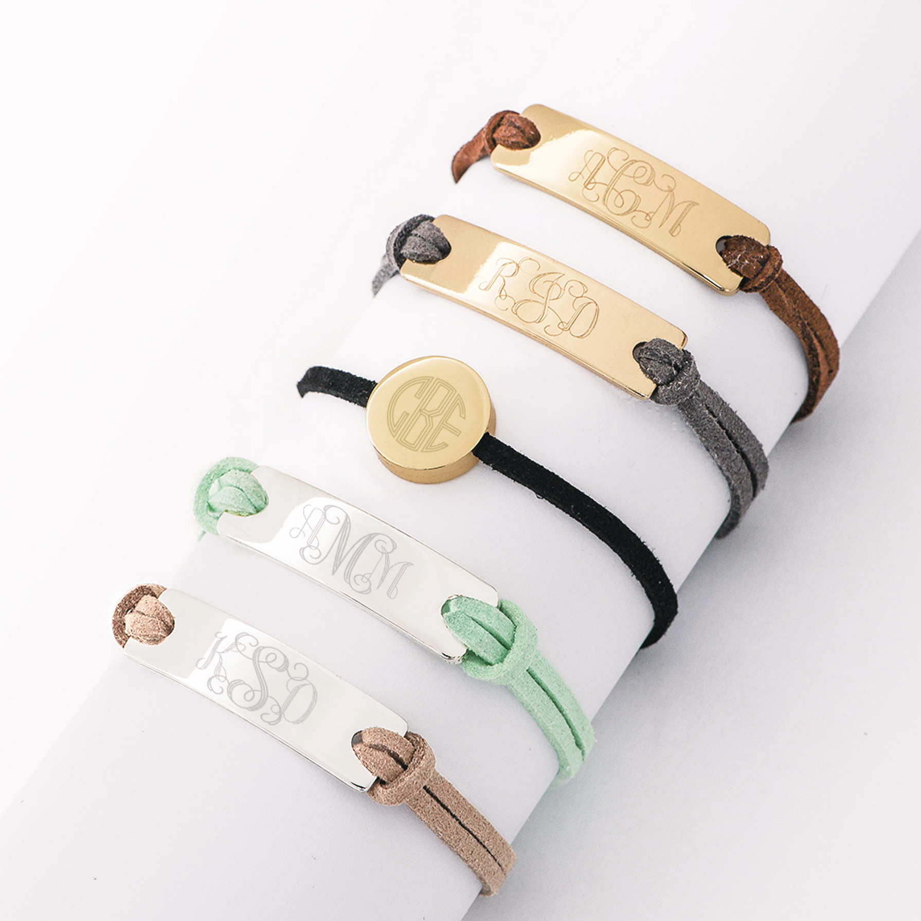 Monogrammed Suede Bracelet with Metal — Marleylilly