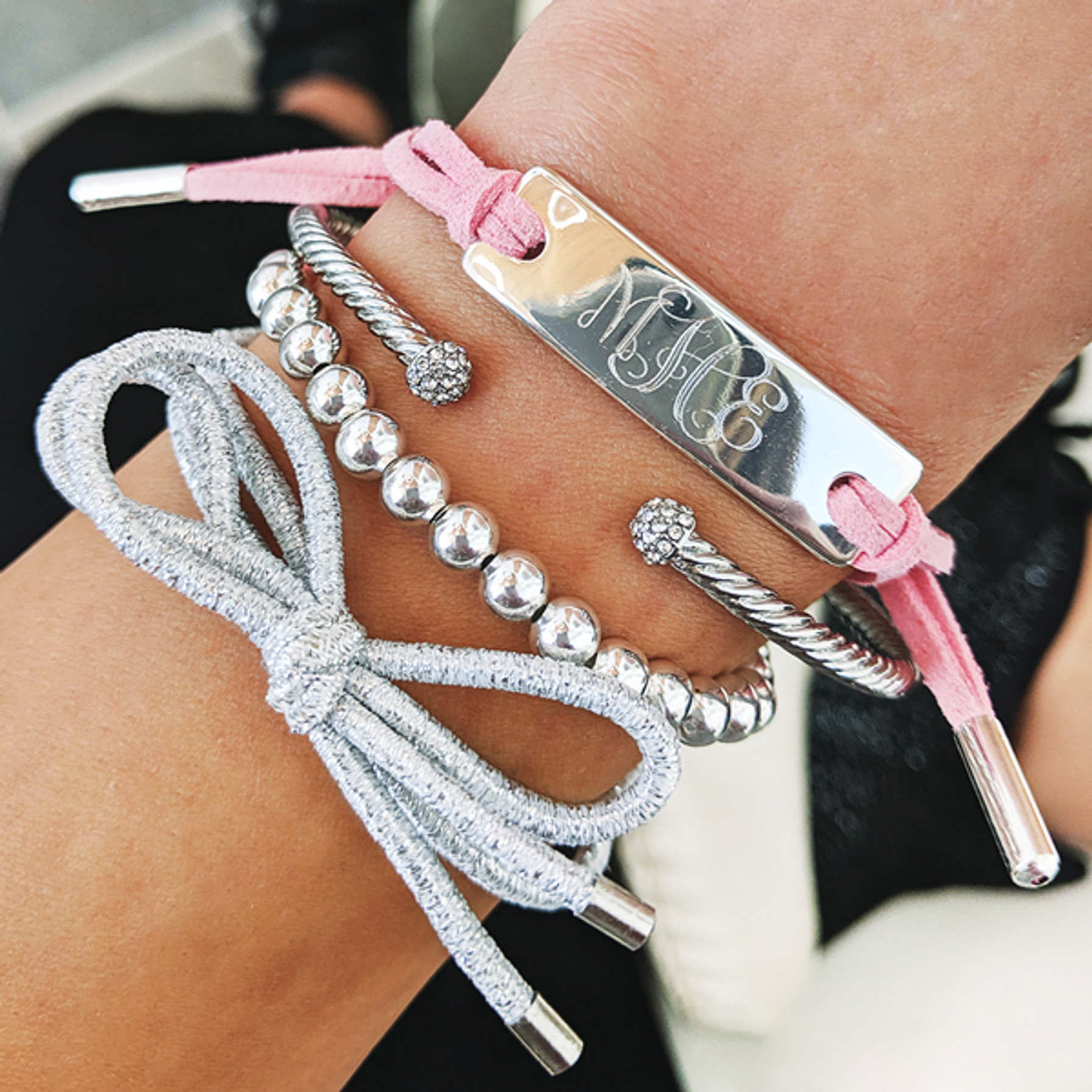 Monogrammed Suede Bracelet with Metal — Marleylilly