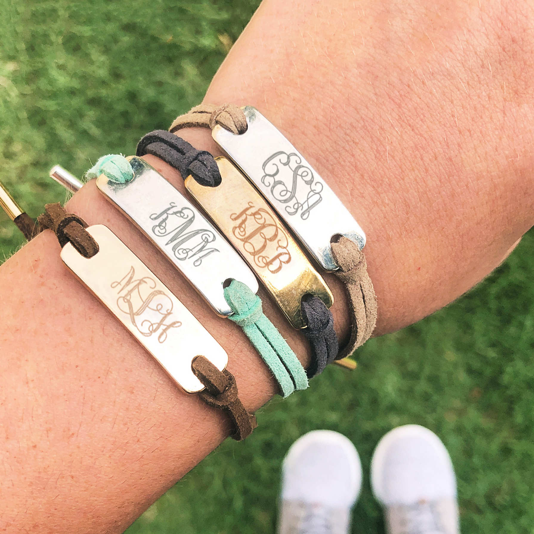 Monogrammed Suede Bracelet with Metal — Marleylilly
