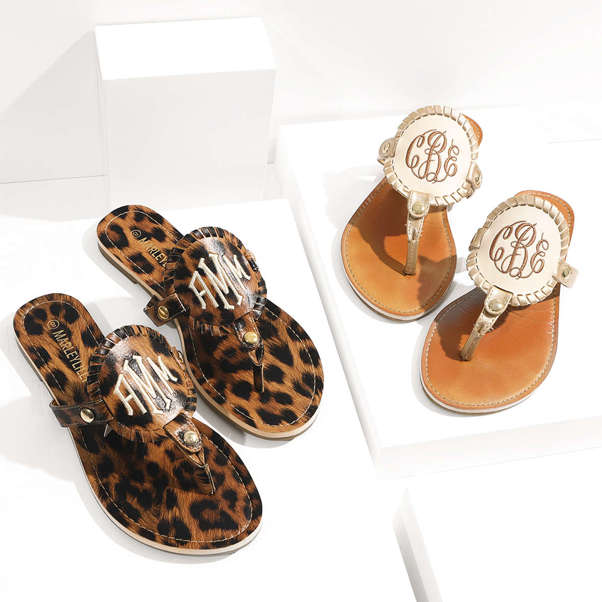 Embroidered Monogram Sandals Flip Flop – Marleylilly