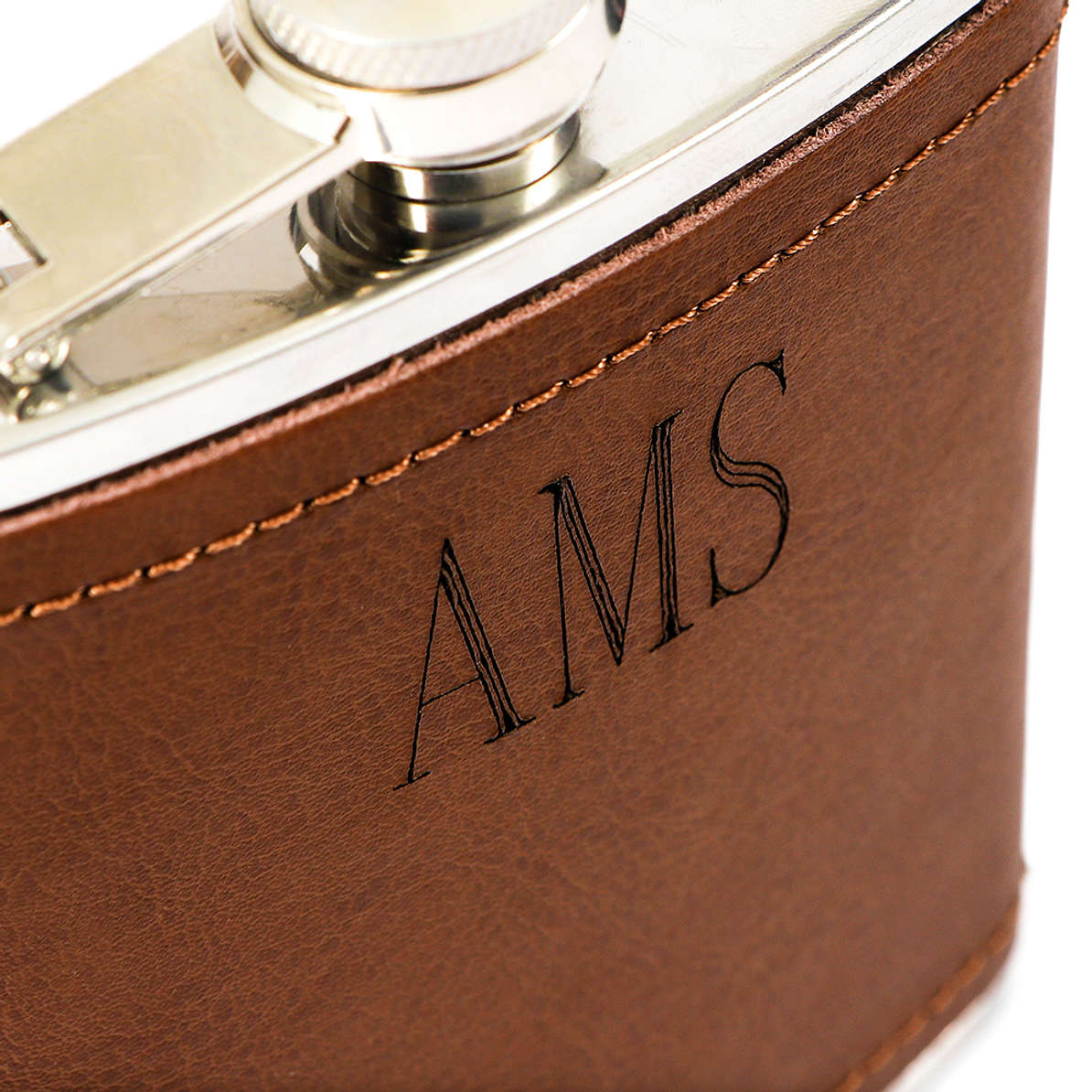 Monogrammed Leather Wrapped Flask