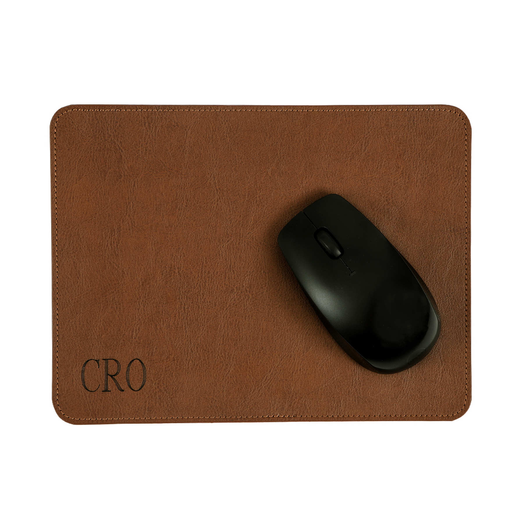 Monogrammed Leather Mouse Pad