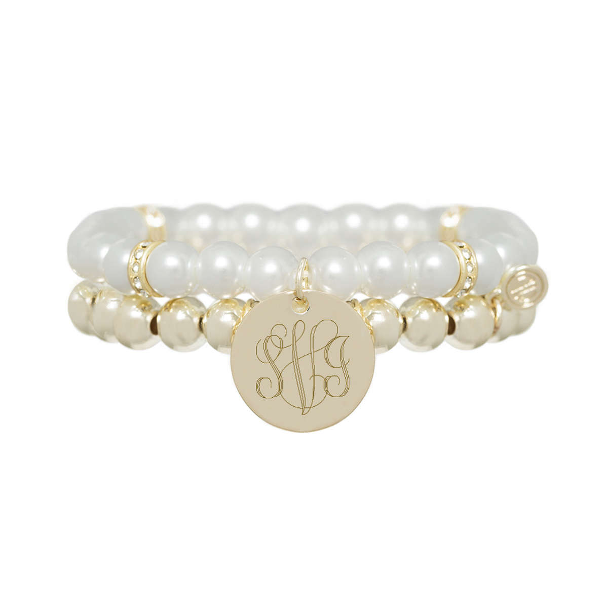 Bracelet Stack with Pearl Monogrammed Bracelet – Marleylilly