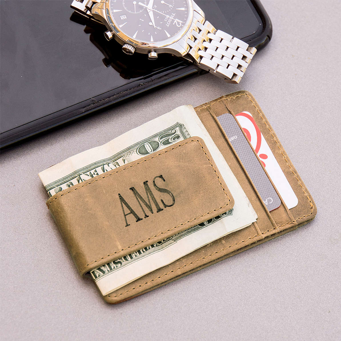Men’s Monogrammed Wallet with Money Clip — Marleylilly