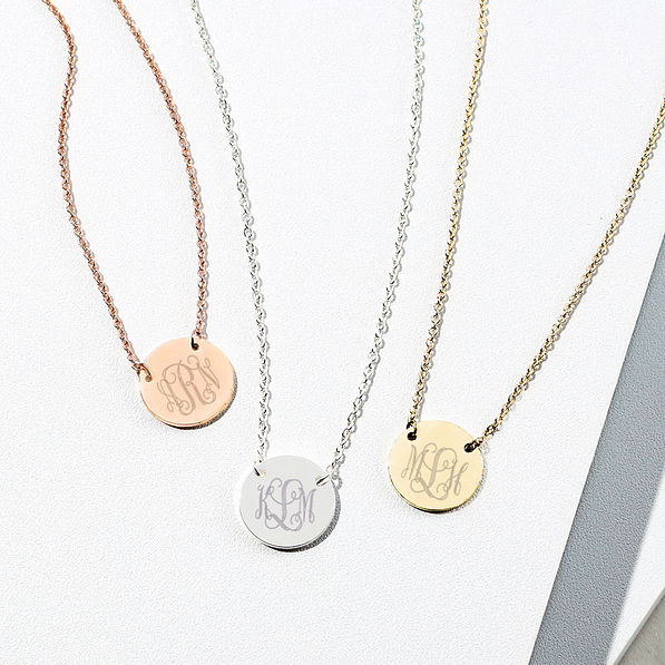 Personalized Dainty Disc Necklace - Marleylilly