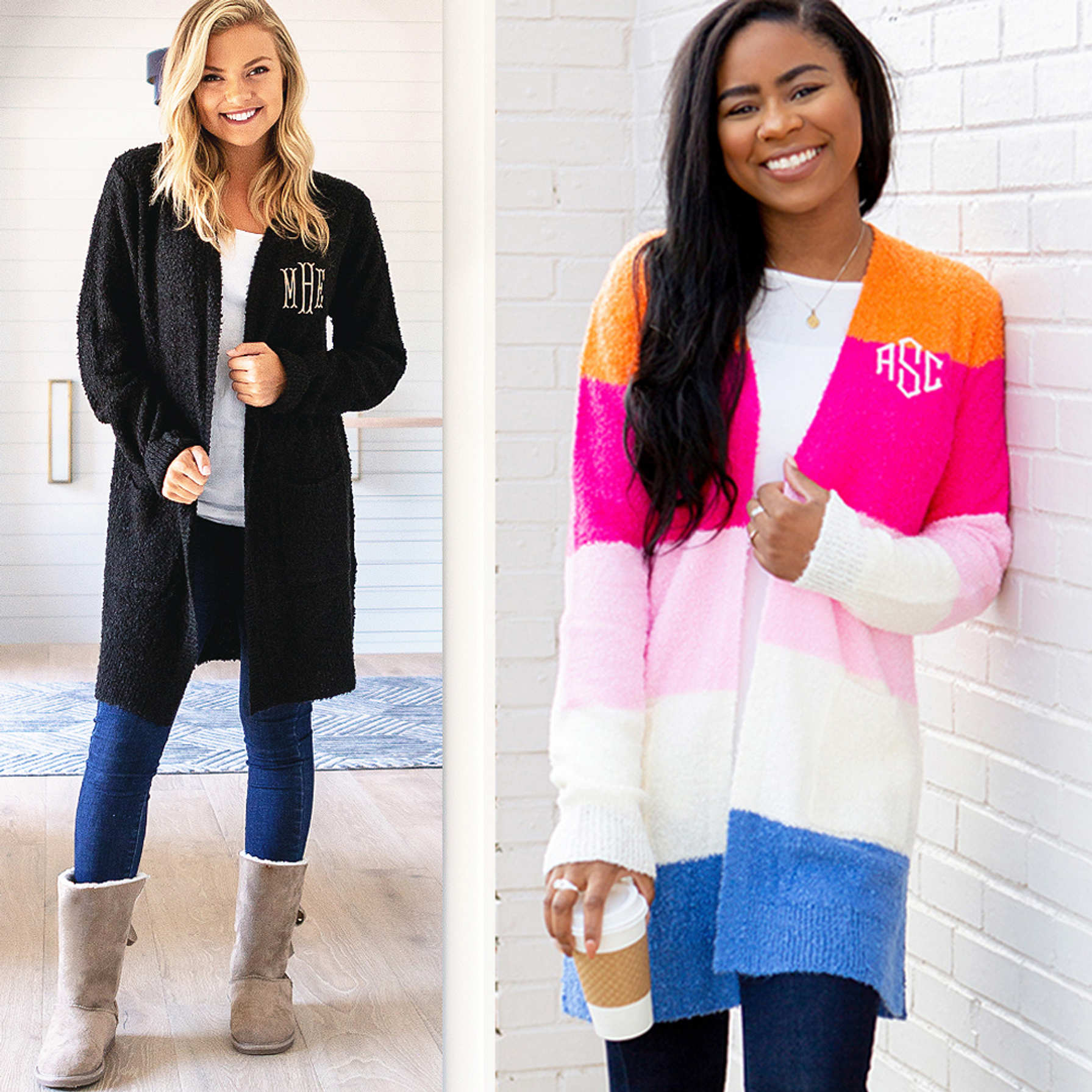 Monogrammed & Oversized Boyfriend Cardigan— Marleylilly