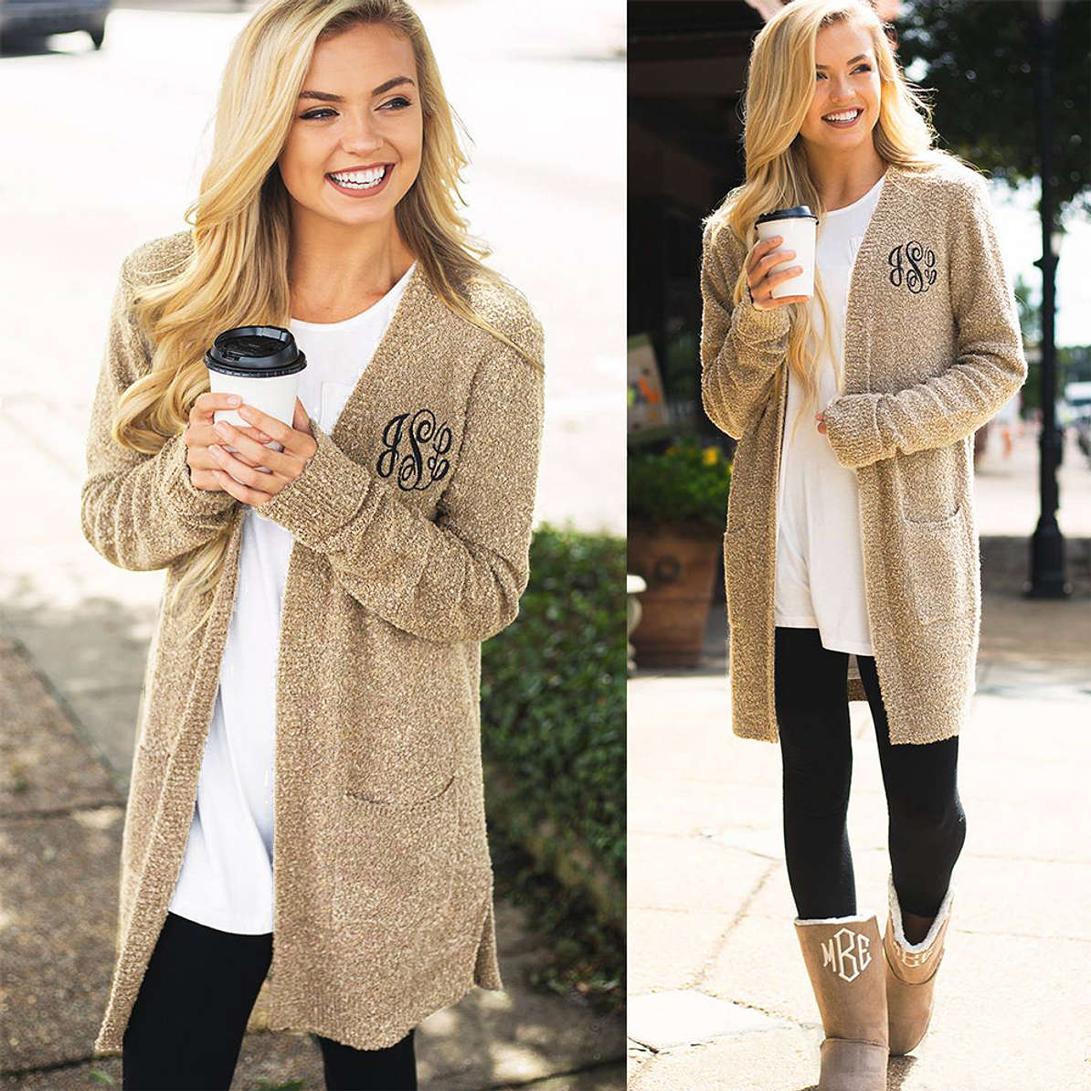 Monogrammed & Oversized Boyfriend Cardigan— Marleylilly