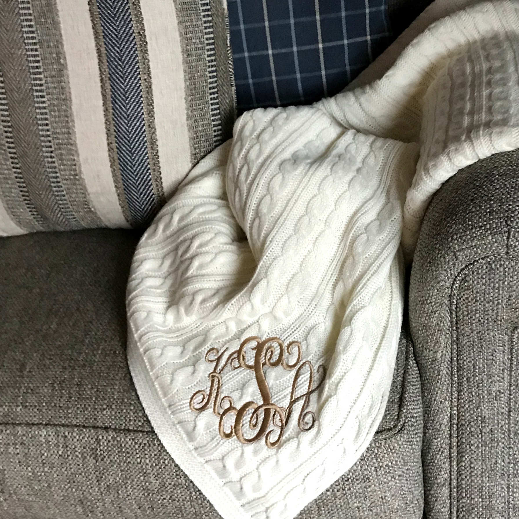 Personalized Cable Knit Throw Blanket - Marleylilly