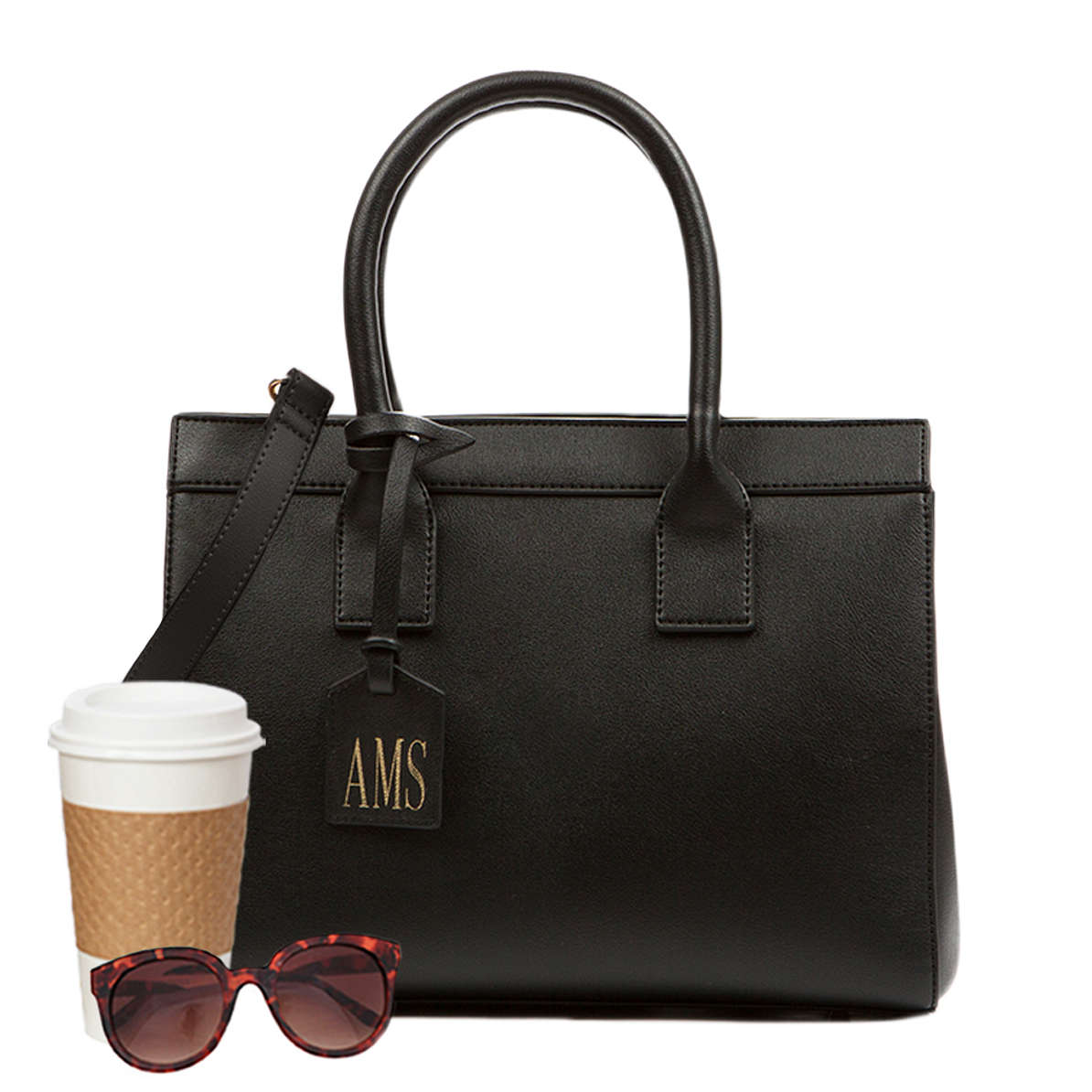 Faux Leather Monogrammed Handbag - Marleylilly