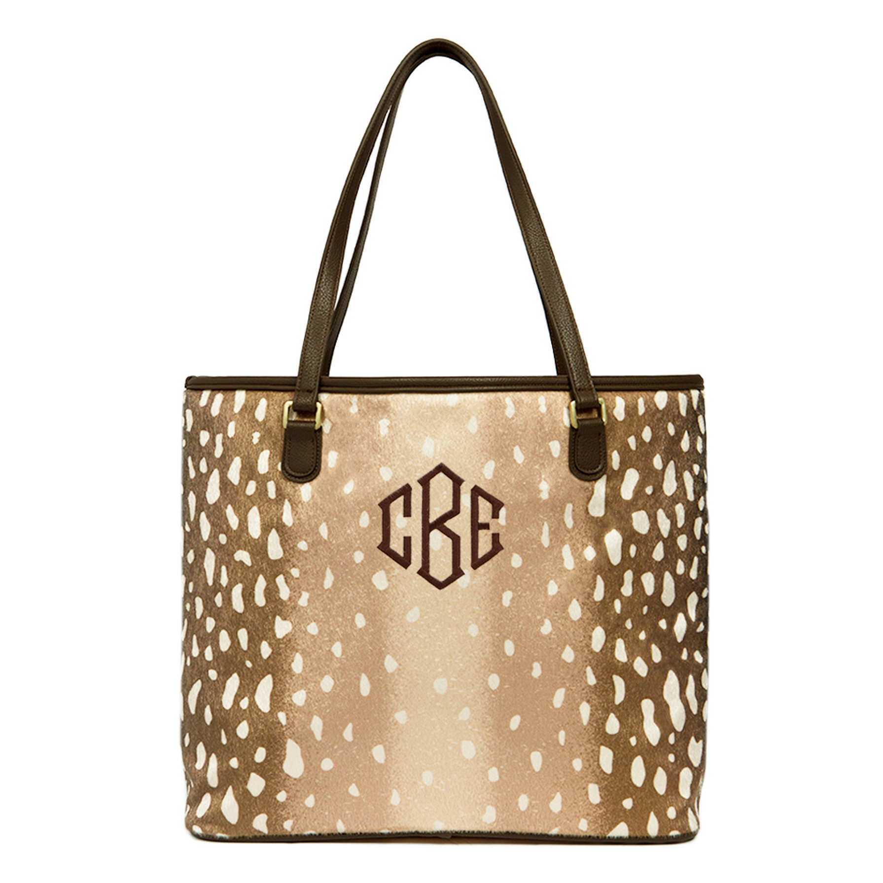 Monogrammed Deer Print Tote Bag