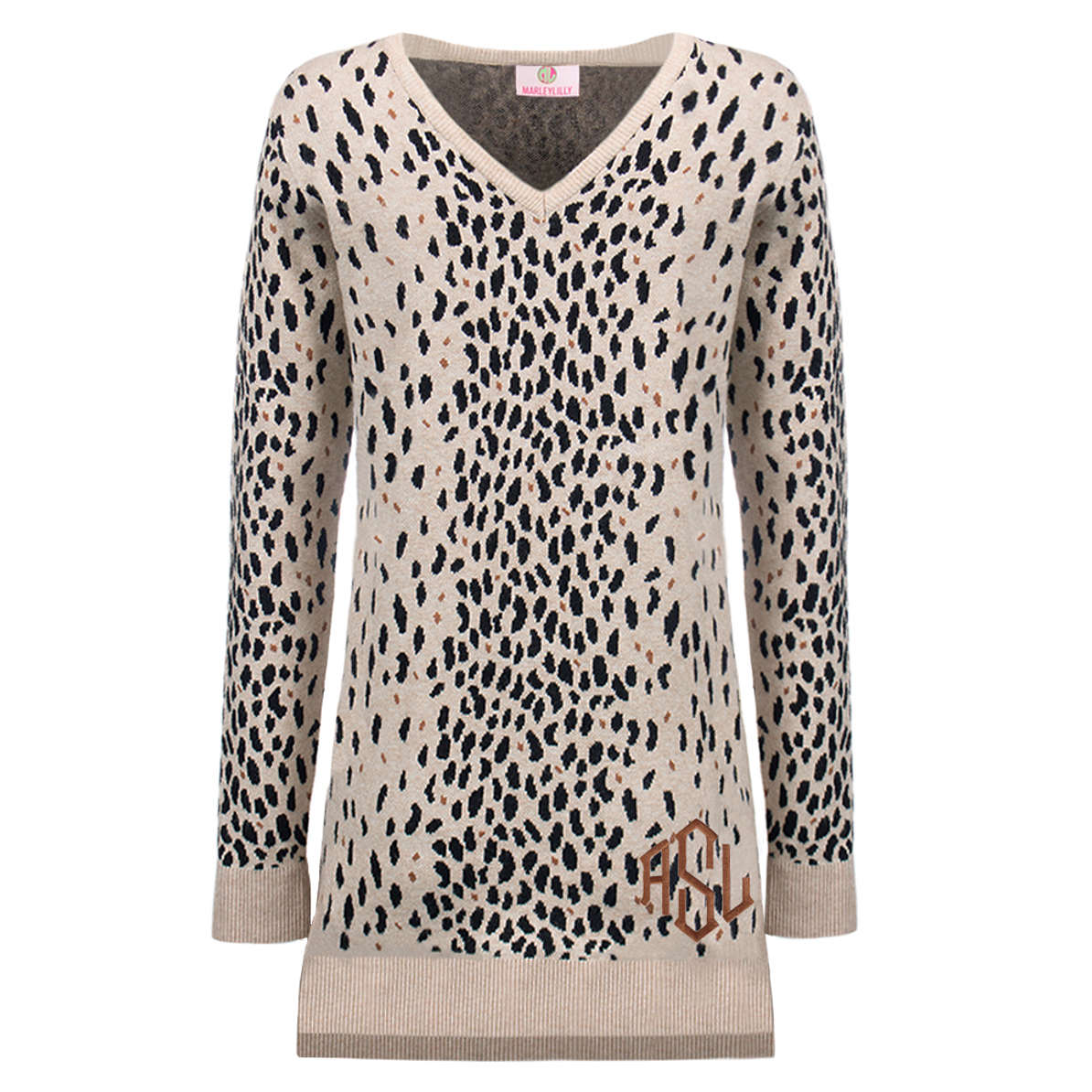 Women's Personalized Leopard Sweater Tunic - Marleylilly