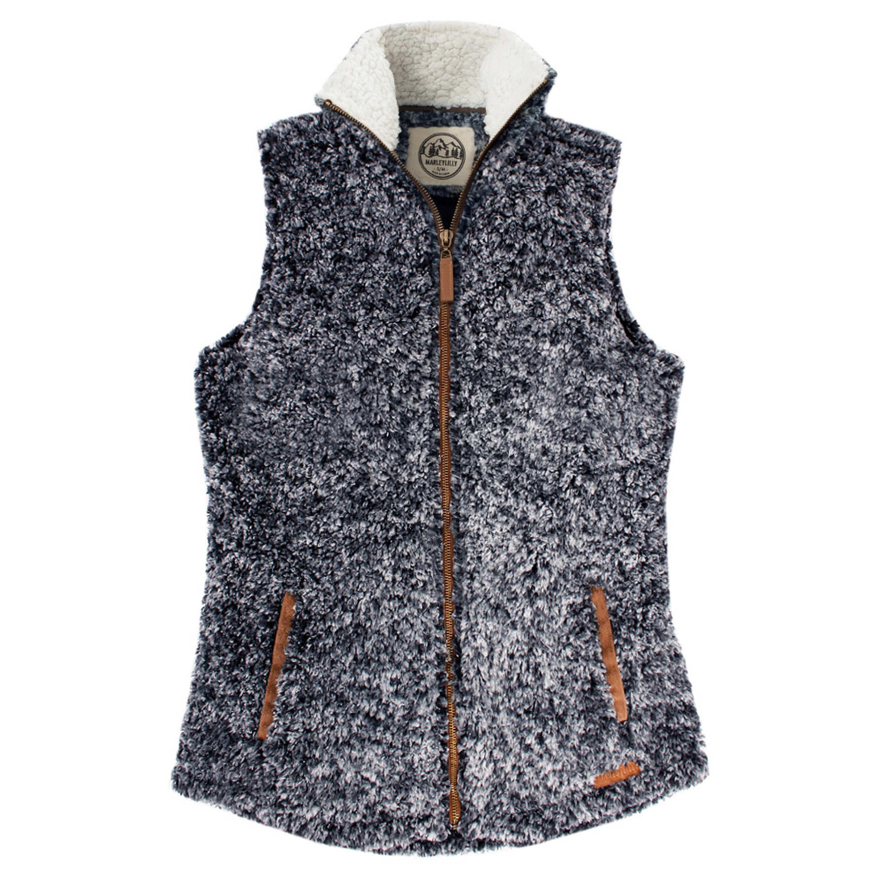 Heathered Sherpa Vest - Heather Charcoal & Light Gray | Marleylilly