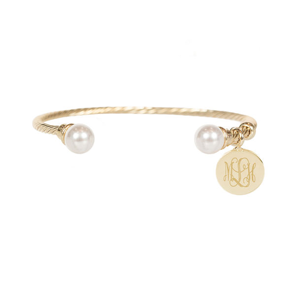 Monogrammed Bangle with Pearl – Marleylilly