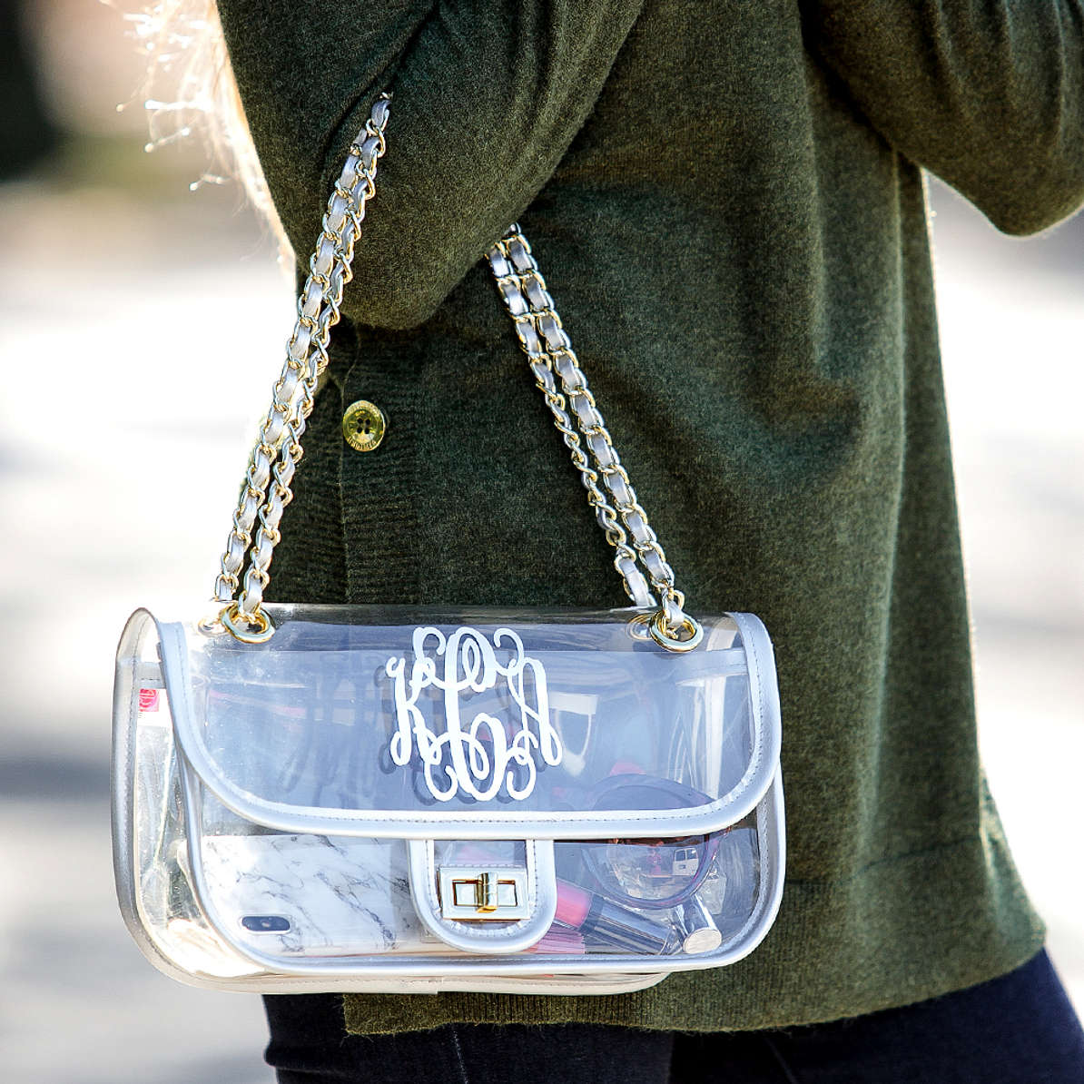 Classy Monogrammed Clear Chain Shoulder Purse – Marleylilly