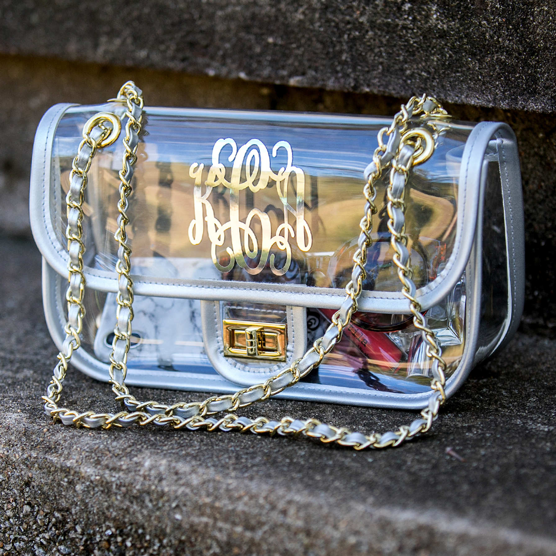 Classy Monogrammed Clear Chain Shoulder Purse – Marleylilly